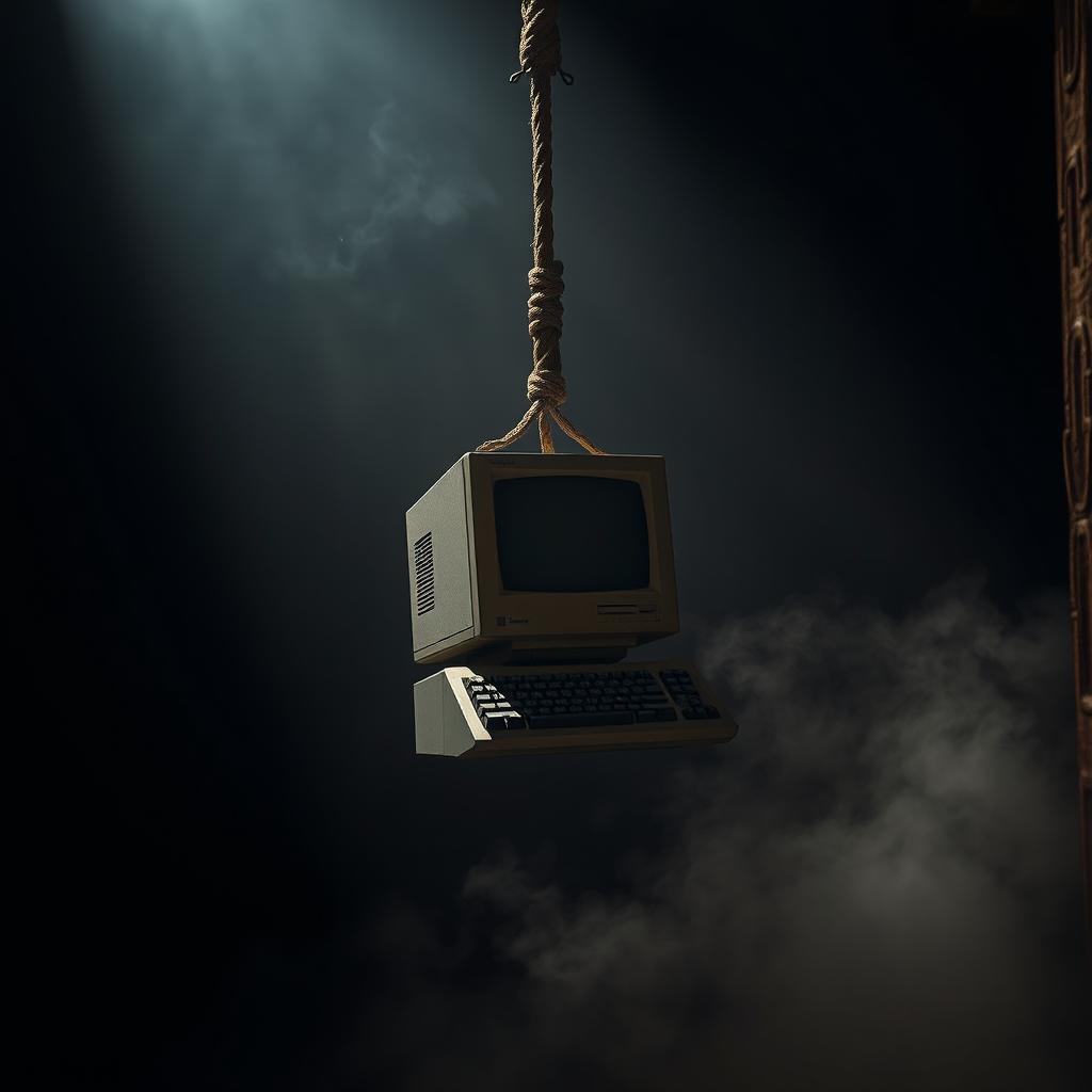 Surreal Computer Gallows - An Eerie AI Artwork