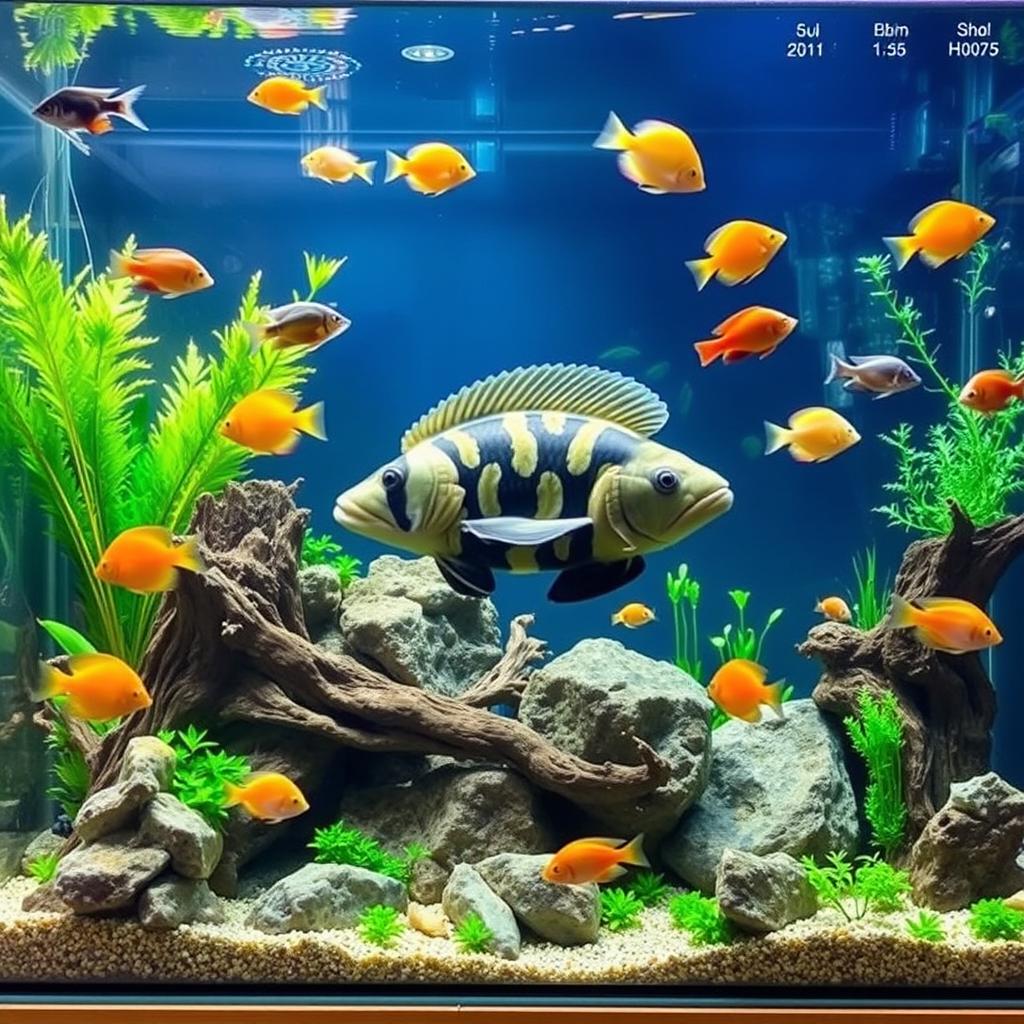 Stunning Brackish Water Aquarium Display with Diverse Fish Species