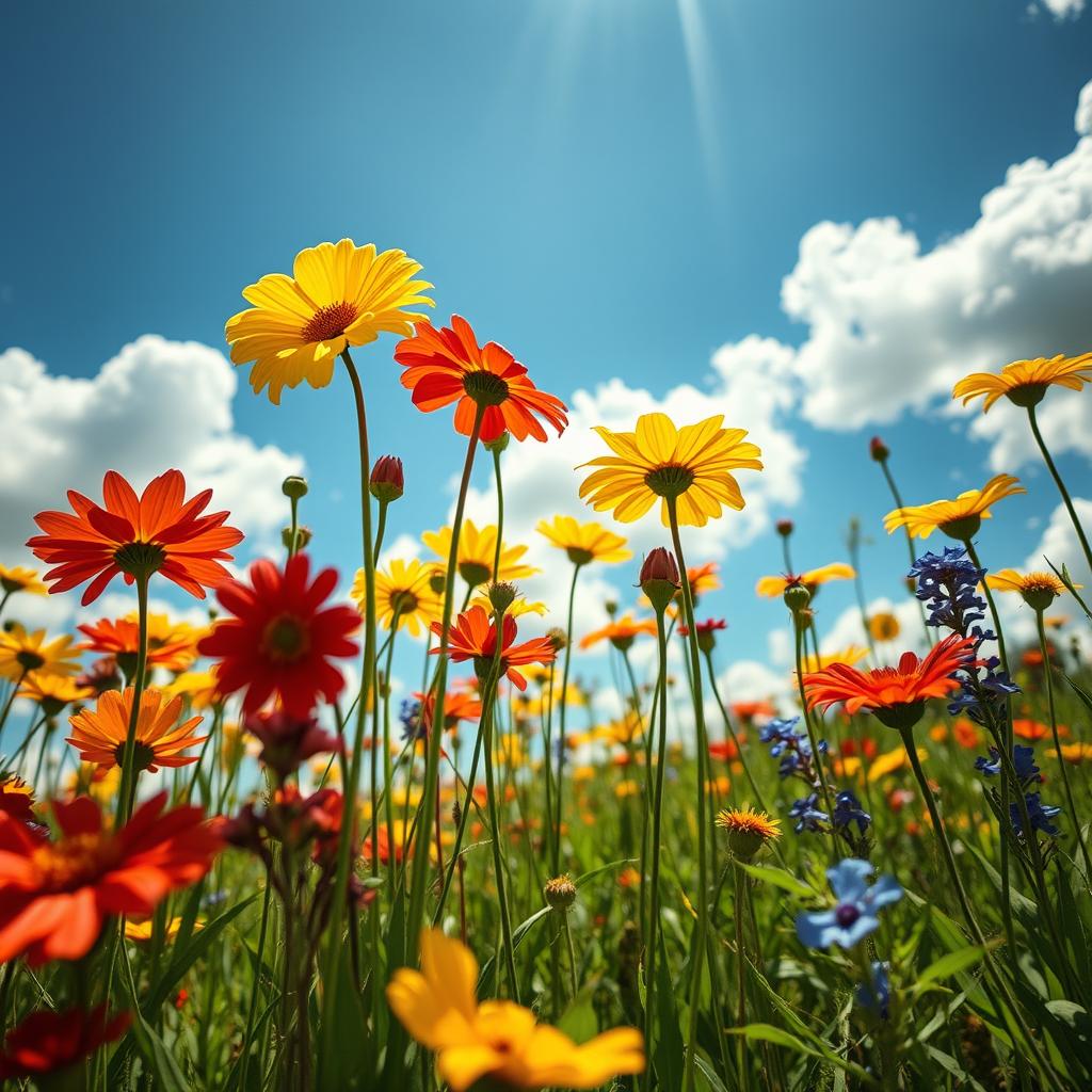 Vibrant Flower Meadow: A Picturesque Display of Nature's Colors