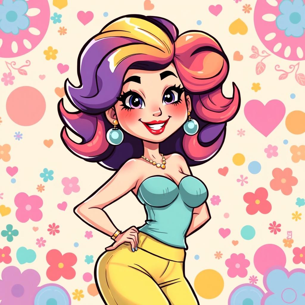Vibrant Cartoon Pinup Illustration: A Modern Twist on Classic Art