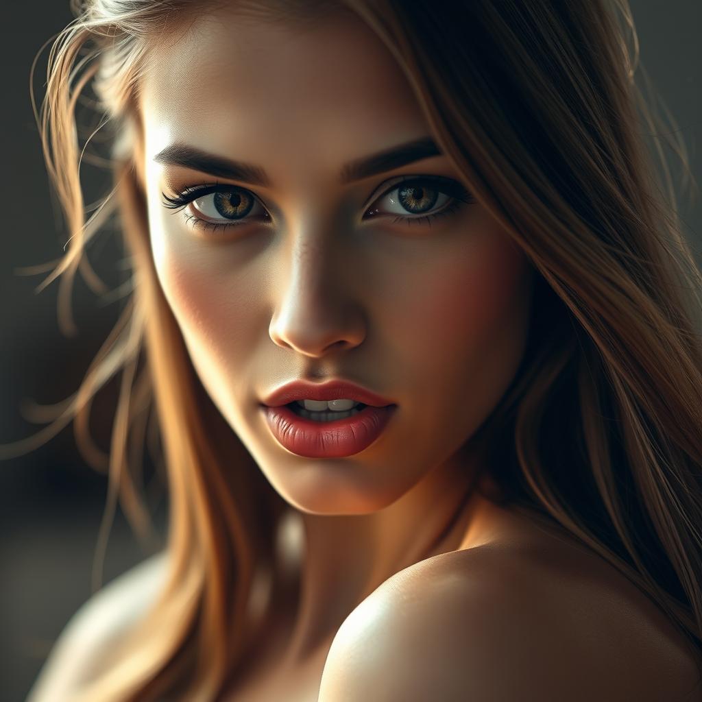 Captivating Close-up Portrait of a Beautiful Woman with Flawless Beauty