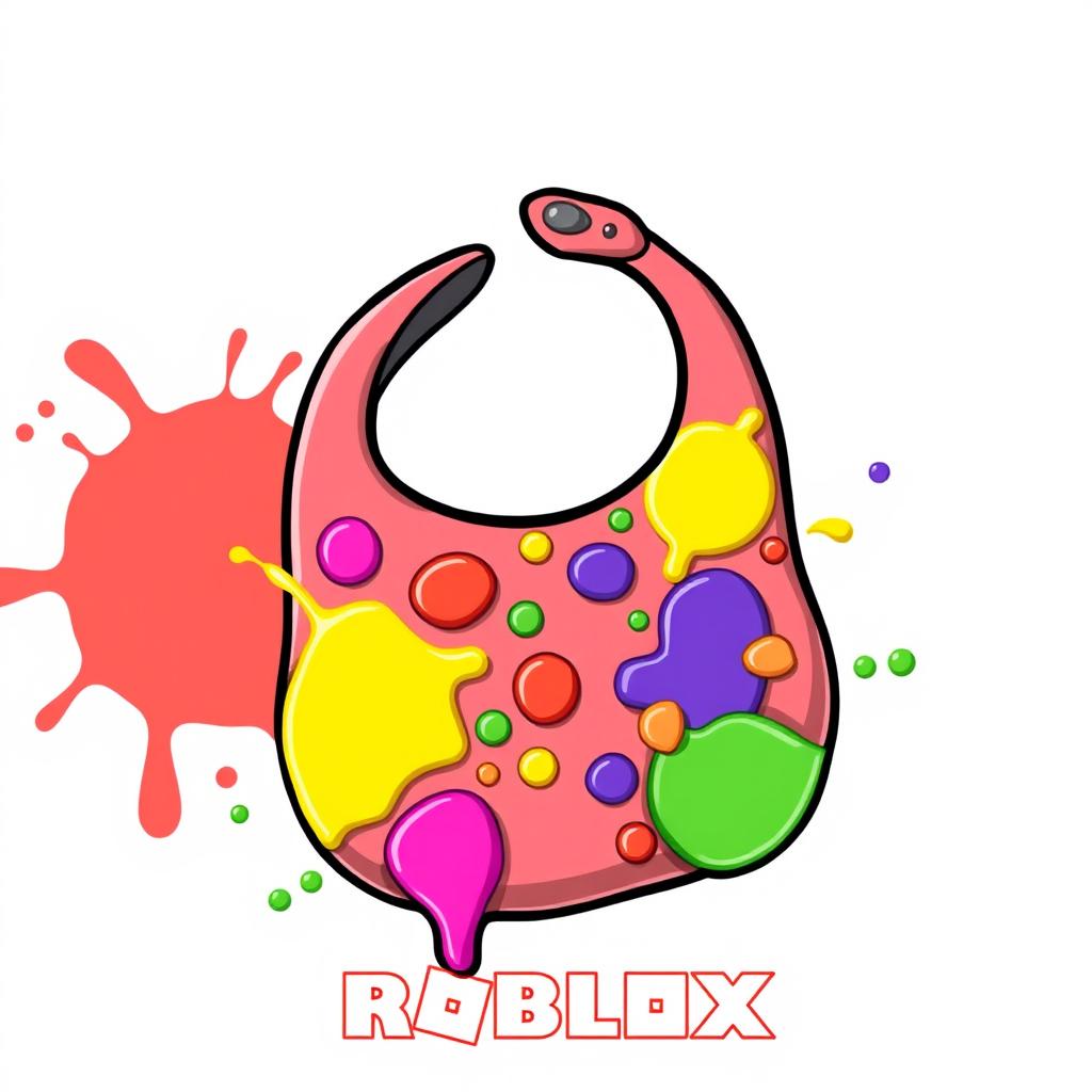 Whimsical Roblox T-Shirt Design: Cartoon-Style Bib with Vibrant Vomit ...