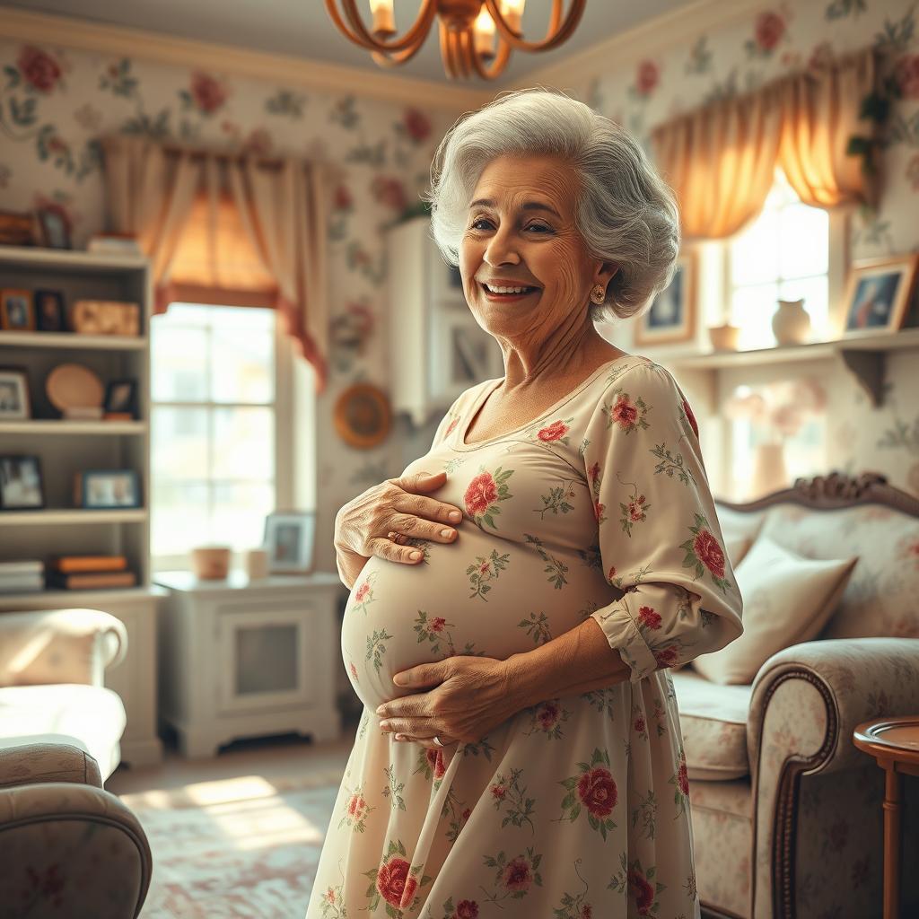 Whimsical Grandmother in Cozy Living Room - Surreal AI Art