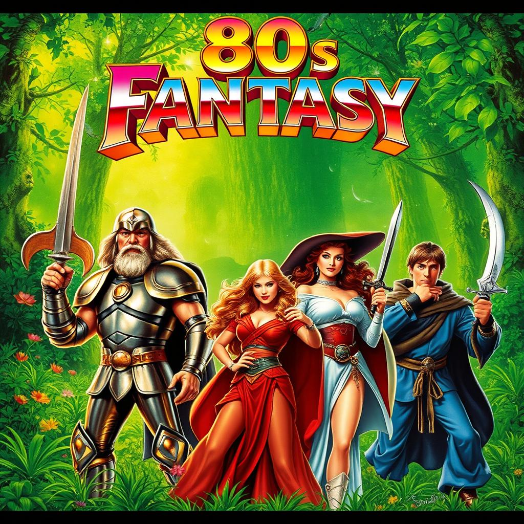 80s Fantasy Movie Poster - Vibrant Characters & Nature Backdrop