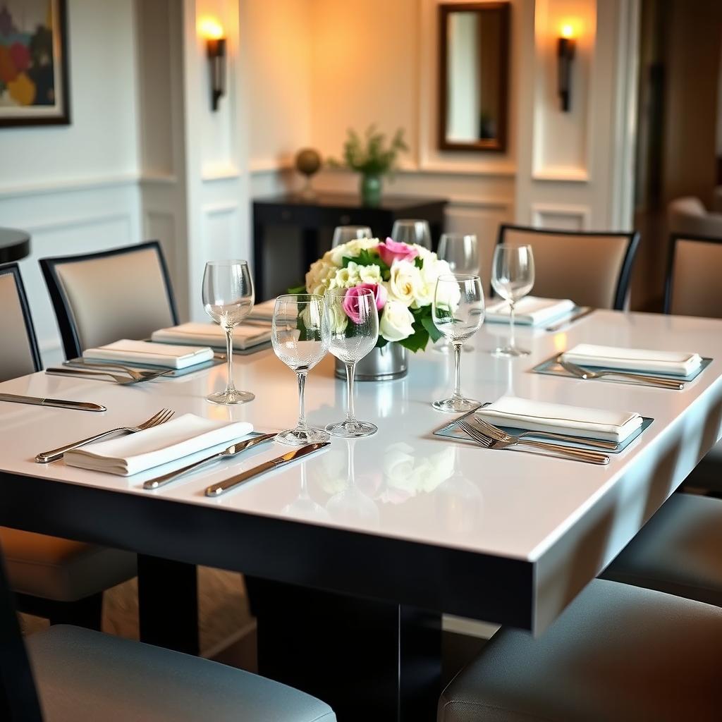 Elegant Dining Table Setup - Black Frame & White Top | Idyllic