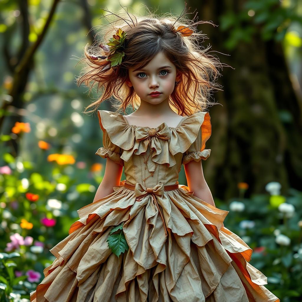 Whimsical Princess in a Paper Bag Gown – Adventure in an Enchanted Forest