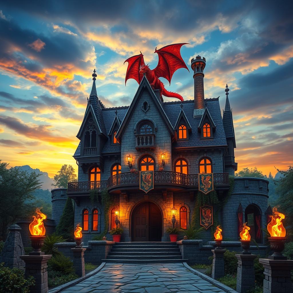 Enchanting Medieval Dragon House: A Fantastical Vision