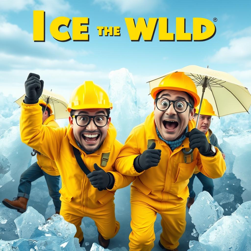 Whimsical Comedy Movie Poster: Construction Workers in Chaos