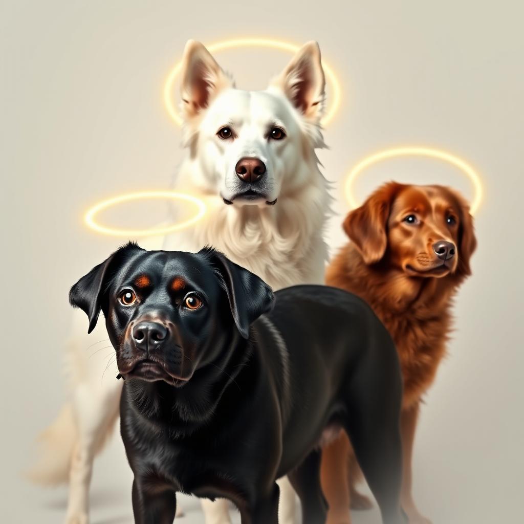 Enchanting Portrait of Three Dogs: A Harmonious Composition