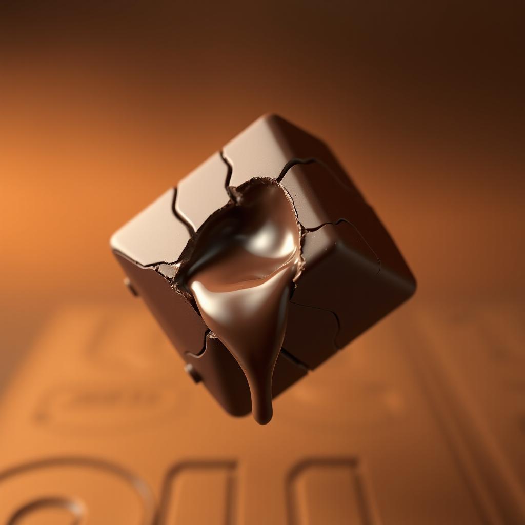 Hyper-Realistic 3D Chocolate Cube Render: Indulgent Visuals