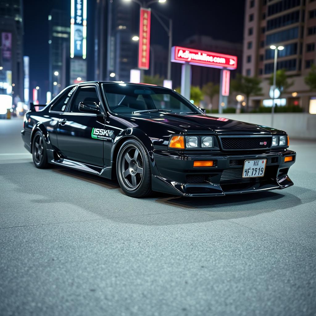 Sleek Nissan Bluebird: JDM Styling in Neon Lights