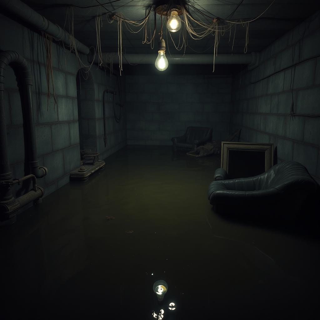 Eerie Flooded Basement: A Chilling Exploration of Abandonment and Decay