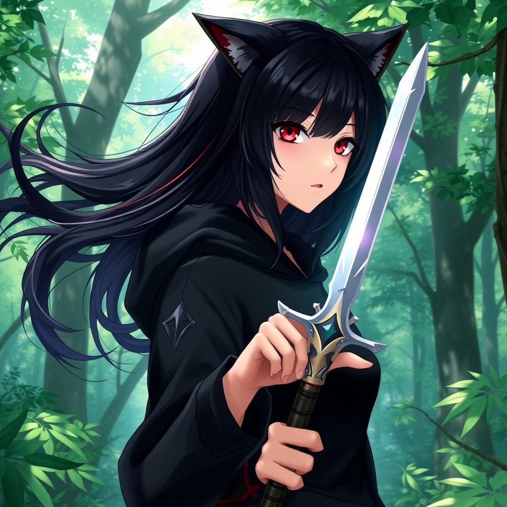 Fierce Assassin Adventure: Captivating Anime Art of a Black-Haired Warrior