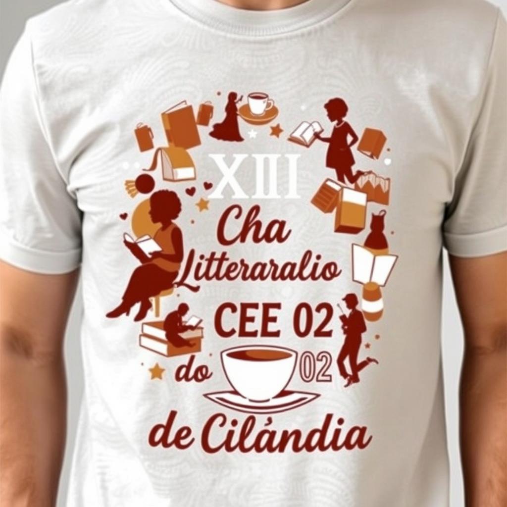 Camisetas do XII Chá Literário do CEE - Designs Atraentes e Literários