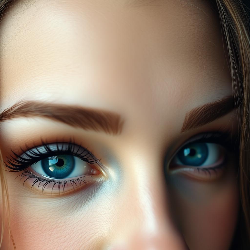 Captivating Close-Up Portrait: Striking Blue Eyes & Flawless Features