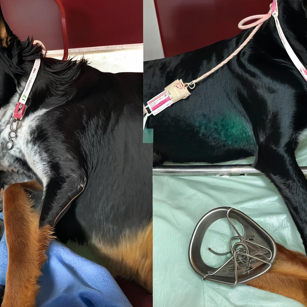 Veterinary Care: Close-Up of Dog's Leg During Cancer Treatment