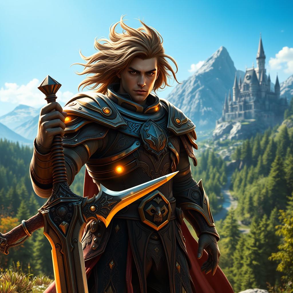 Epic Game Character in Fantasy Landscape - Idyllic AI Art