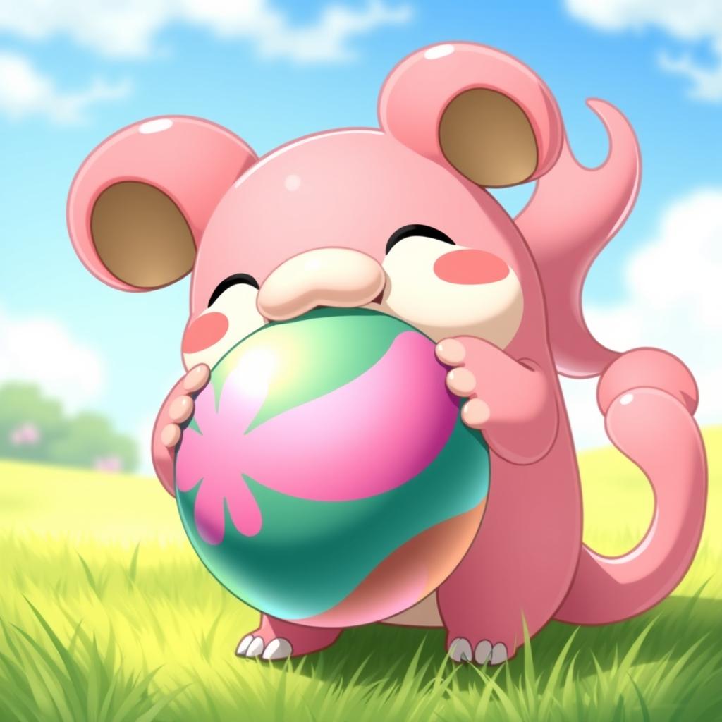 Playful Slowpoke: Whimsical Pokémon Fun in a Colorful Scene