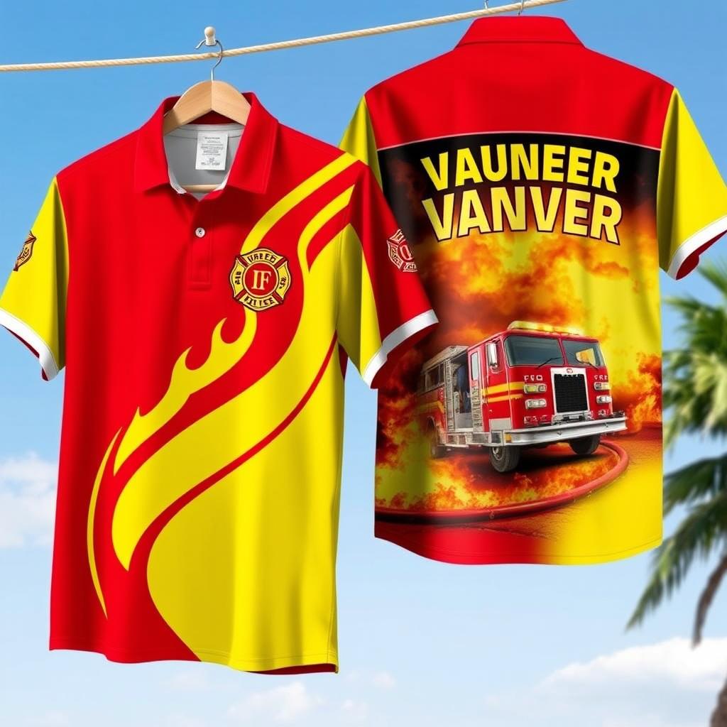 Vibrant Fire Department Volunteer Polo Shirt Design