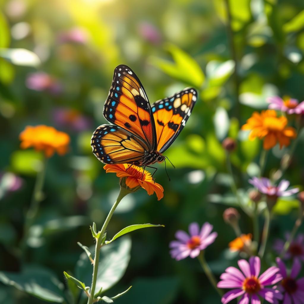 Stunning Butterfly and Flower Scene: A Nature Conservation Inspiration
