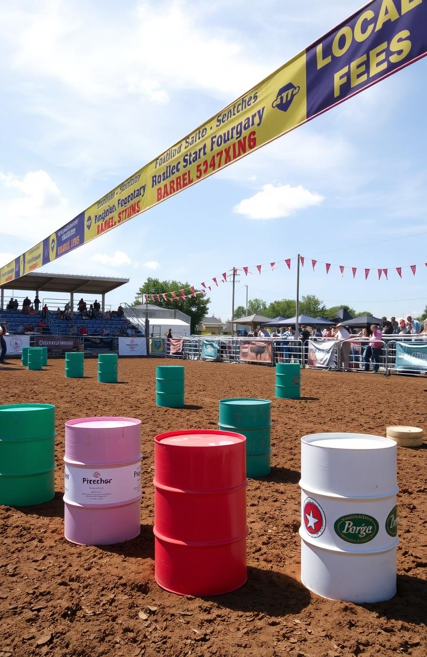 Vibrant Barrel Racing Arena: A Spectacle of Color and Excitement