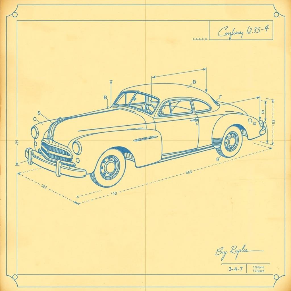 Retro Car Blueprint | Intricate Designs & Vintage Details