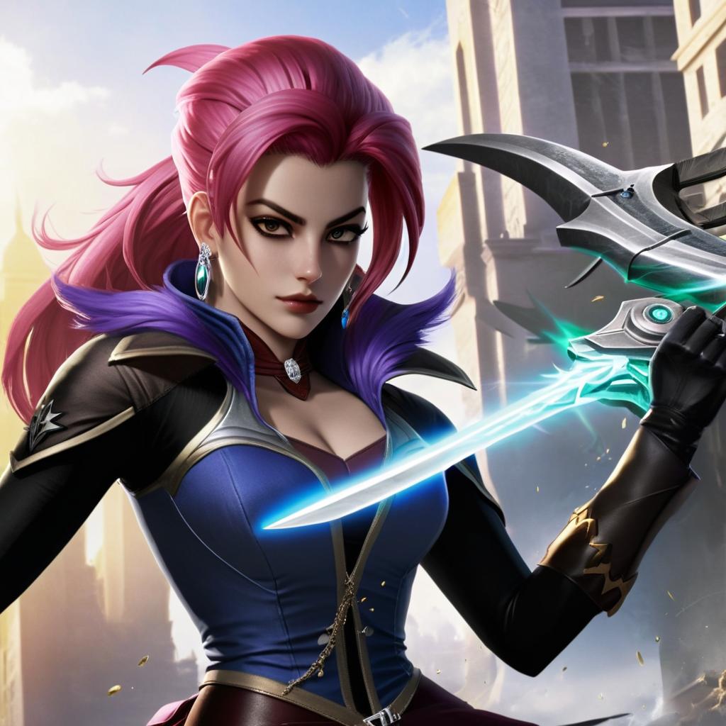 Fierce Female Character with Pink Hair and Tactical Outfit – Epic ...