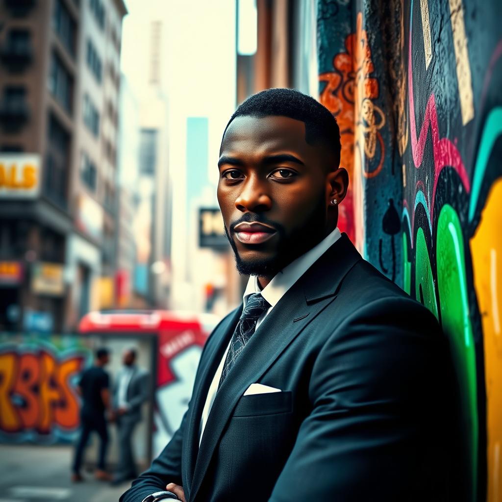 Dynamic Portrait of Confidence: Urban Style & Street Art