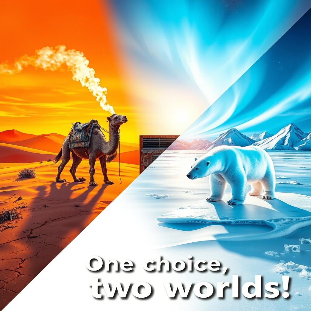 One Choice, Two Worlds: Dynamic Poster Design of Contrasting Environments