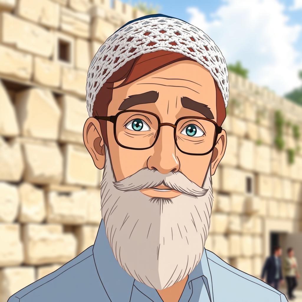 Anime-Inspired Portrait of Rabbi Michael Rubinstein at the Kotel