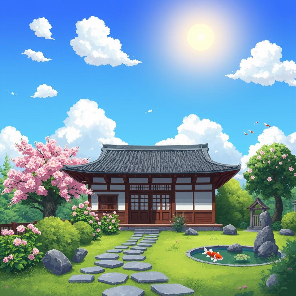 Stunning Pixel Art of Traditional Japanese Sukuya House and Garden