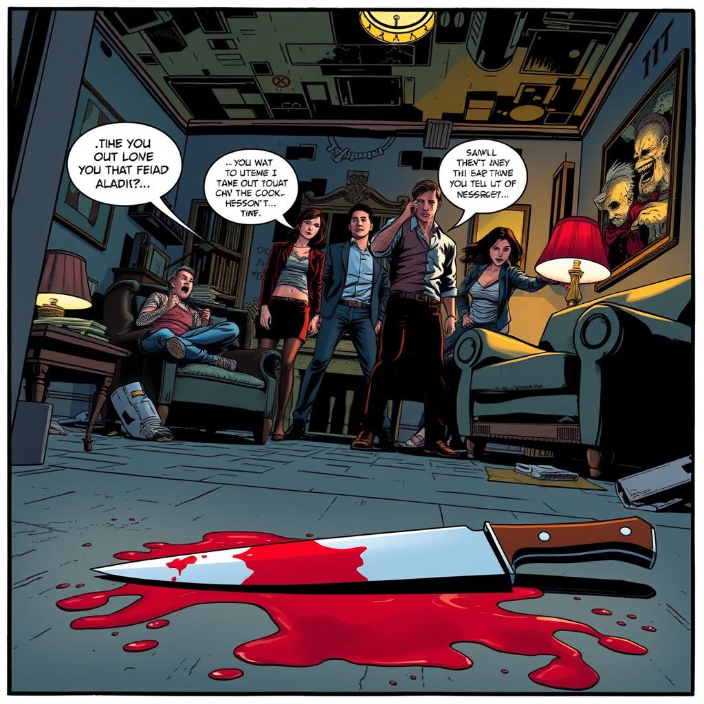 Dramatic Murder Scene Comic Panel - Suspenseful Artwork