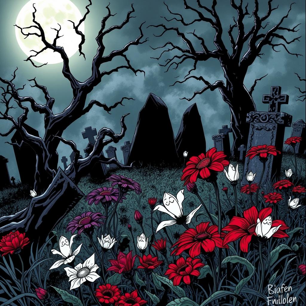Eerie Graveyard Comic Book Cover | Chilling Dark Fantasy Art