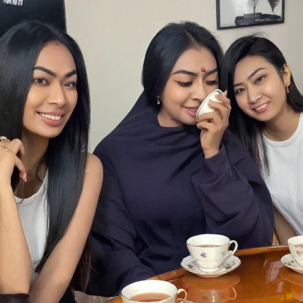 Cozy Indoor Gathering: Friends, Tea, and Warm Conversations