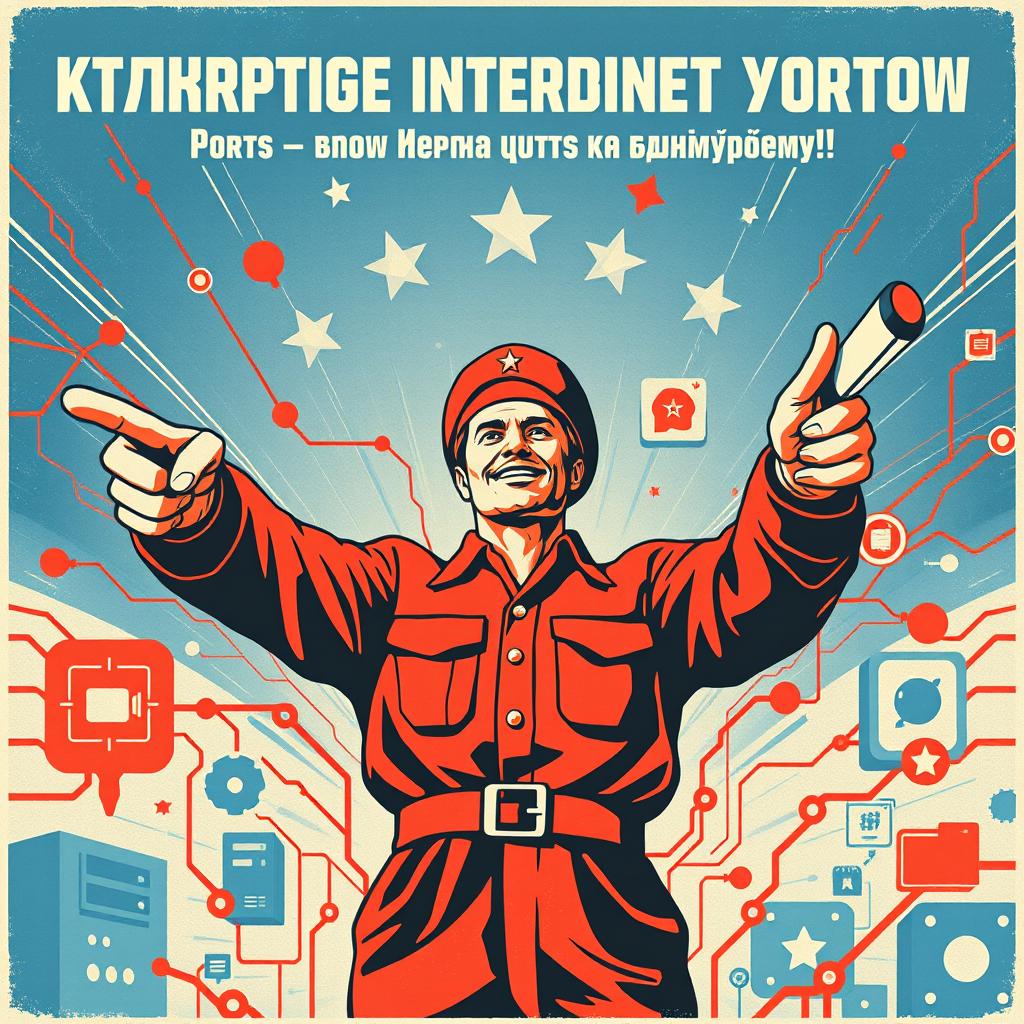 Soviet-Style Propaganda Poster: Opening Internet Ports