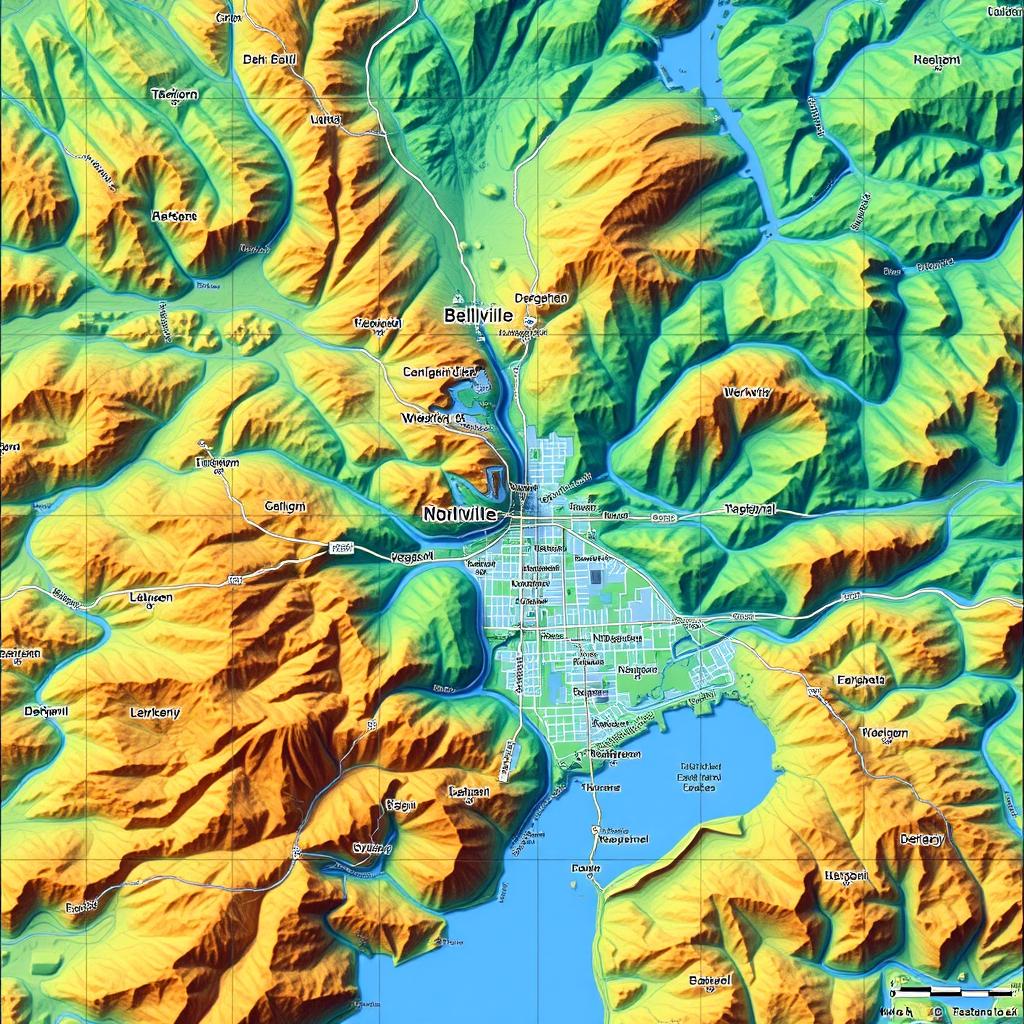 Stunning Topographic Map of Bellville - Detailed Elevation & Geographic ...