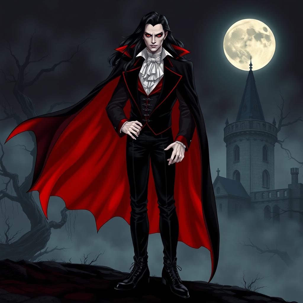 Elegant Vampire Character Design for Gothic Novel Cover
