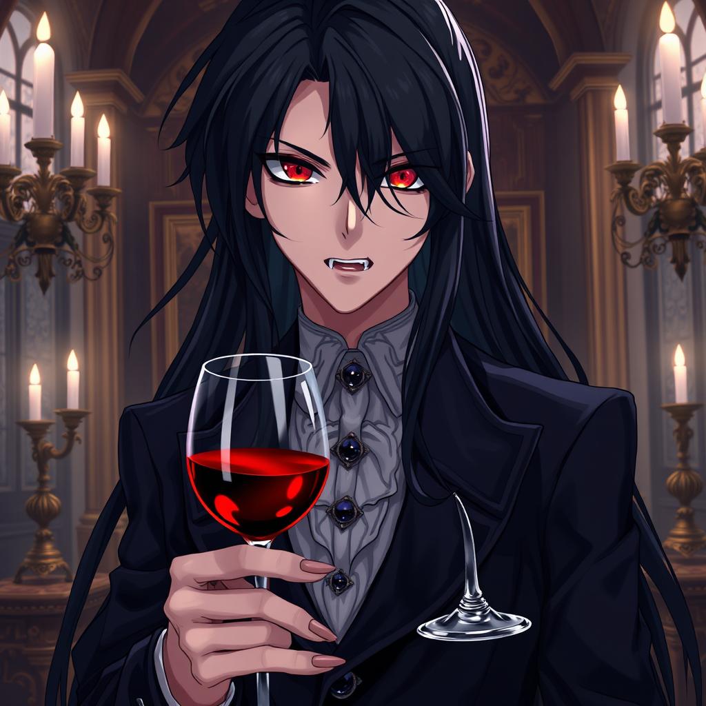 Captivating Anime Vampire in a Gothic Castle - Idyllic Art