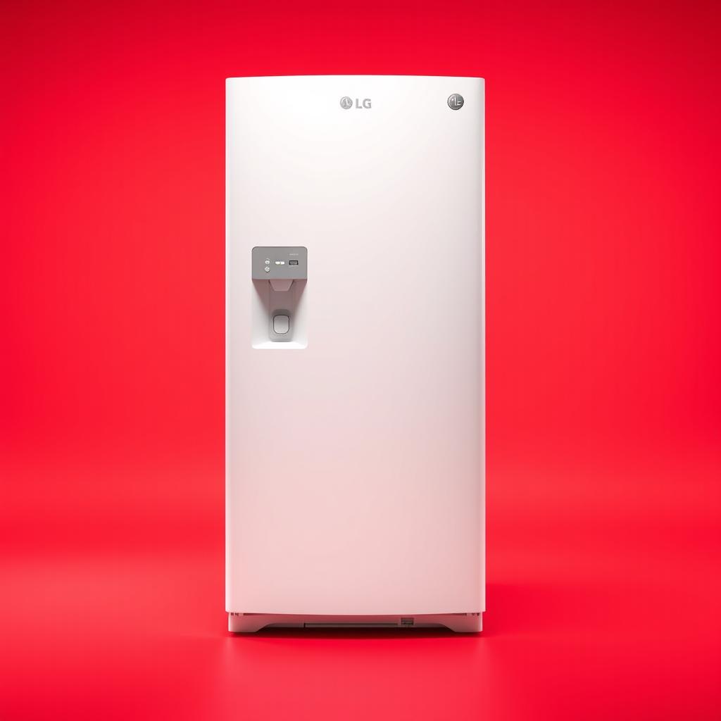 Stylish LG GC-X257 Refrigerator on Vibrant Red Background