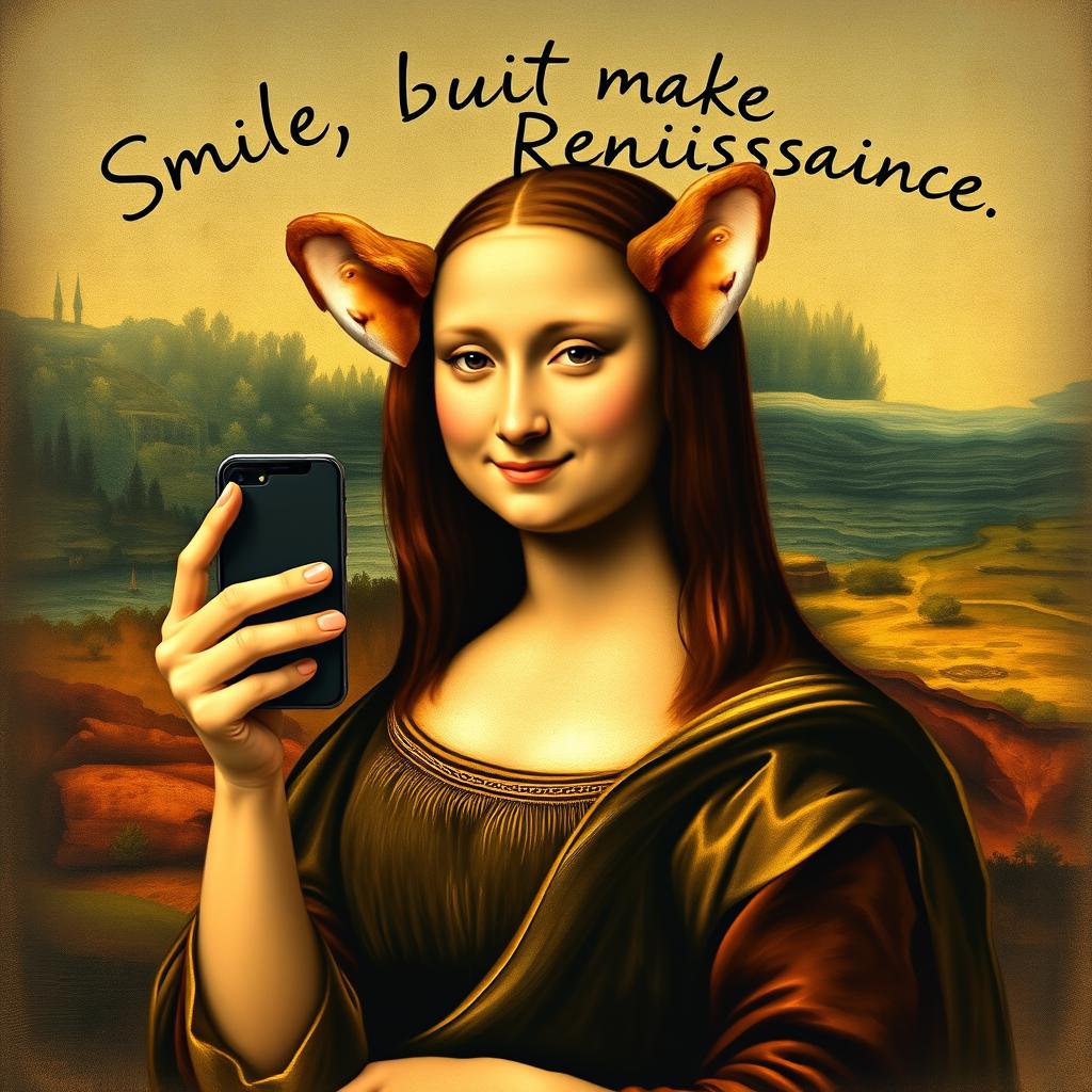 Mona Lisa Takes a Selfie: A Whimsical Blend of Art and Modern Culture