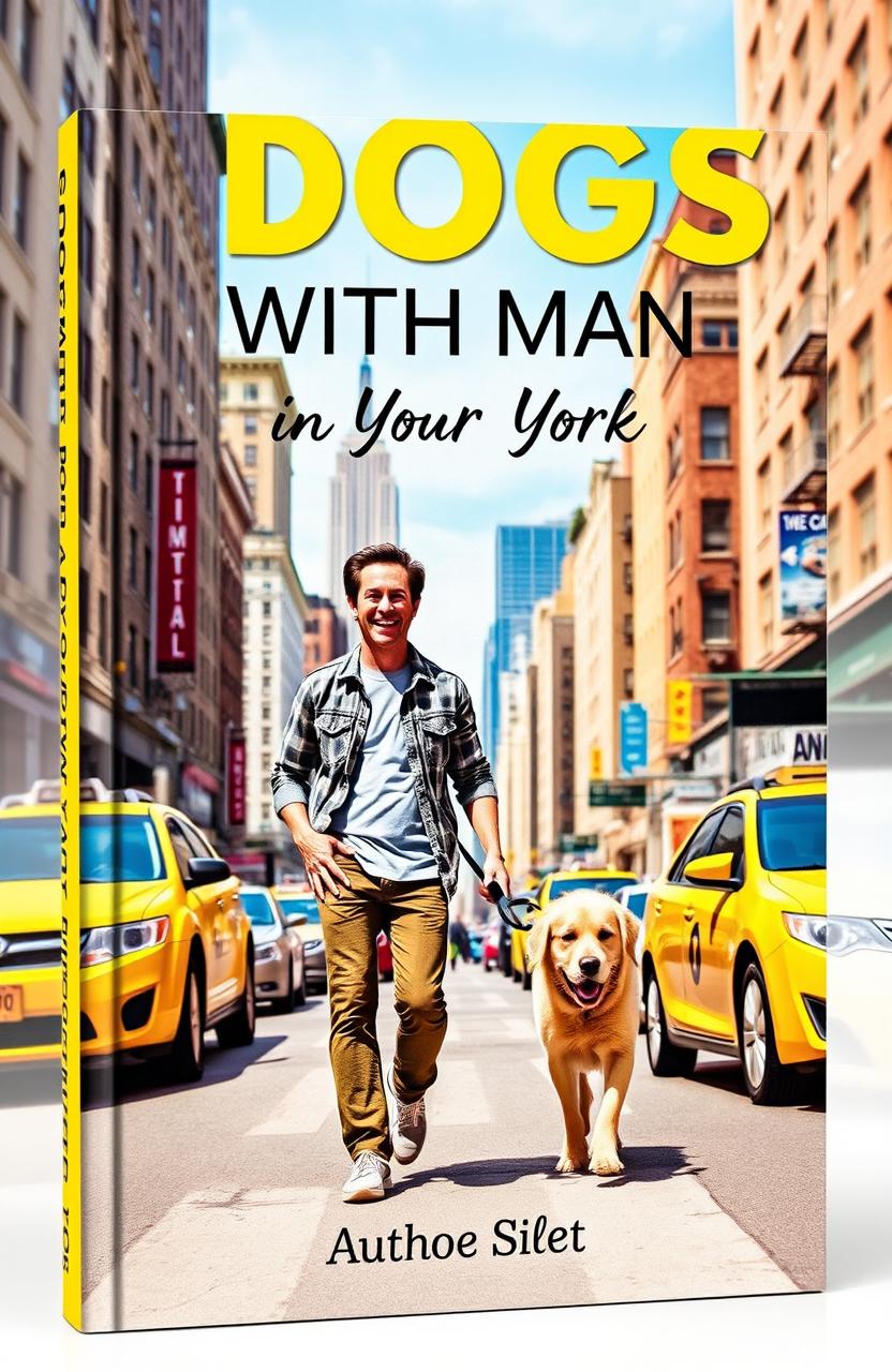Vibrant Book Cover Design for 'DOGS WITH MAN in New York'