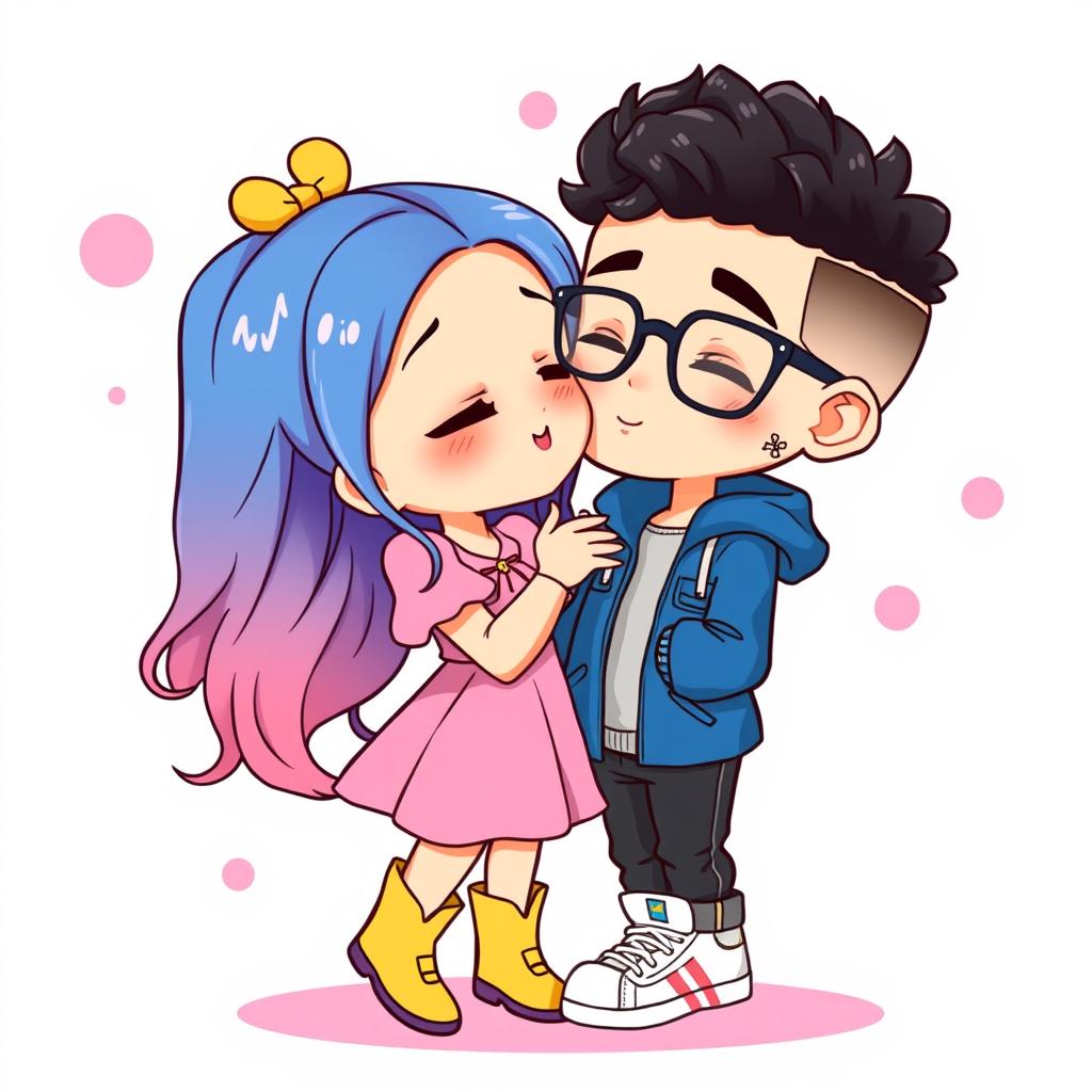 Charming Chibi Artwork: A Playful Affectionate Scene