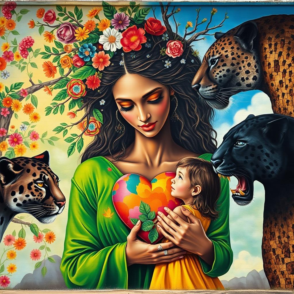 Nature's Embrace: A Mural of Love and Life