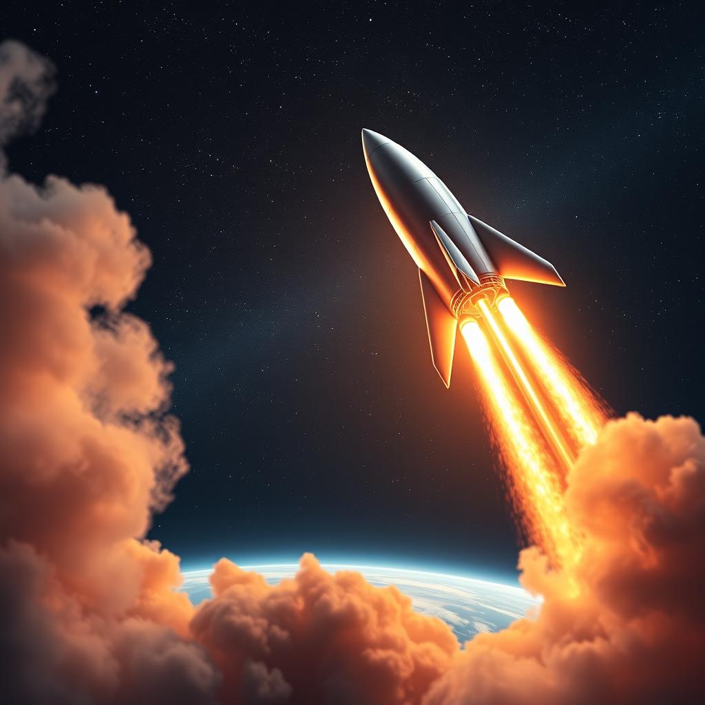 Stunning Digital Art: Rocket Launch into Space
