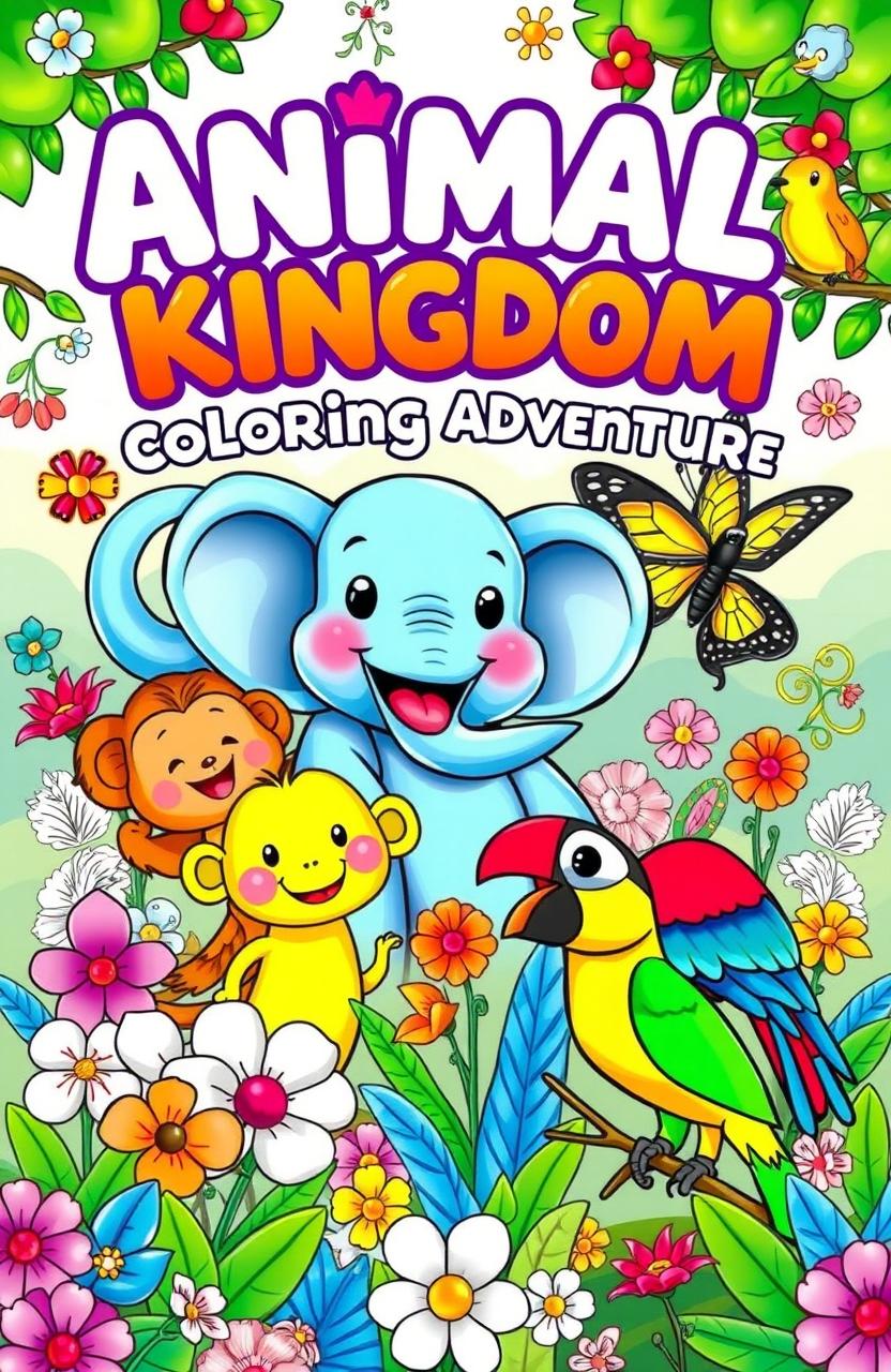 Animal Kingdom Coloring Adventure - Fun & Engaging Book Cover for Kids