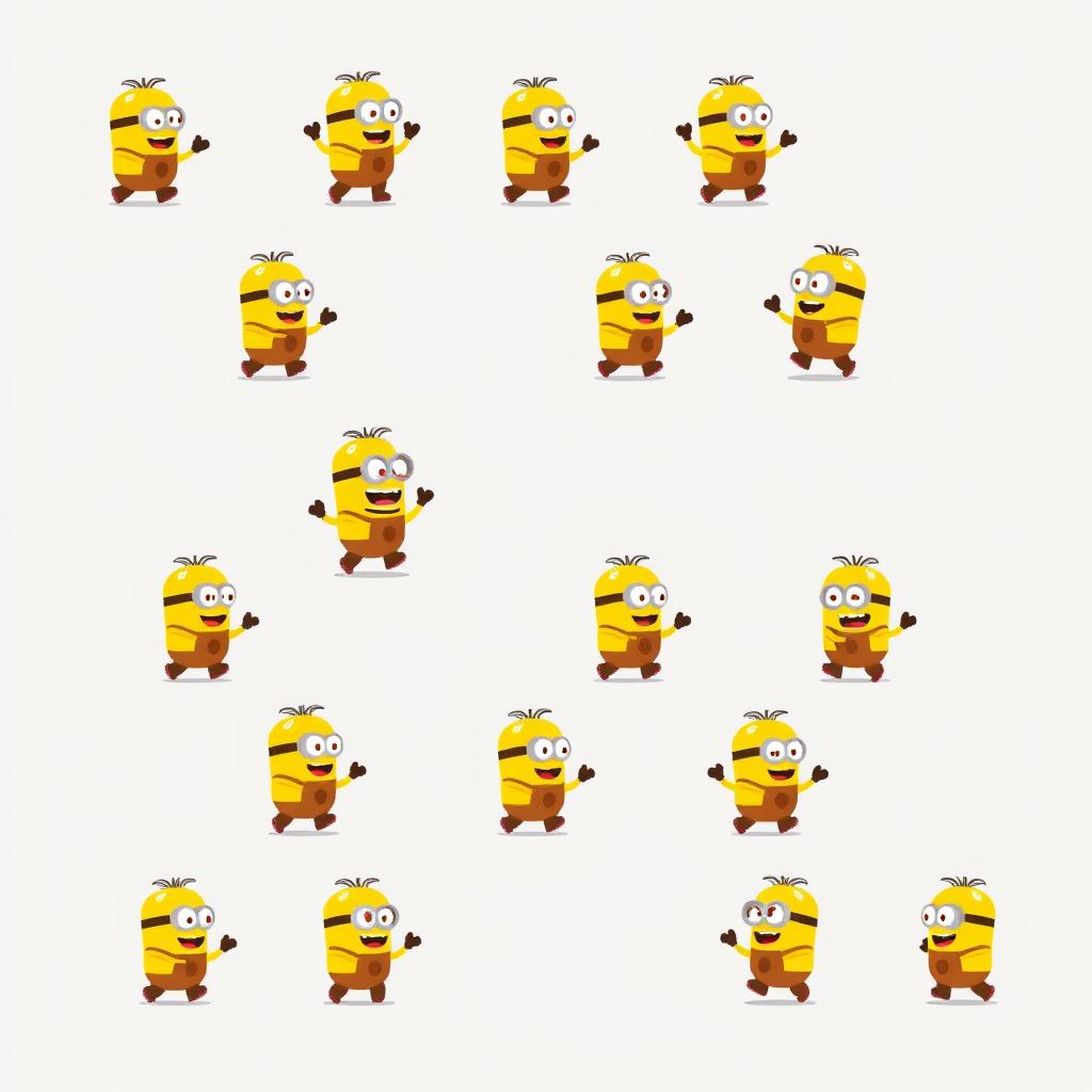 Charming Yellow Minions Pixel Art Sprite Sheet for RPG Games