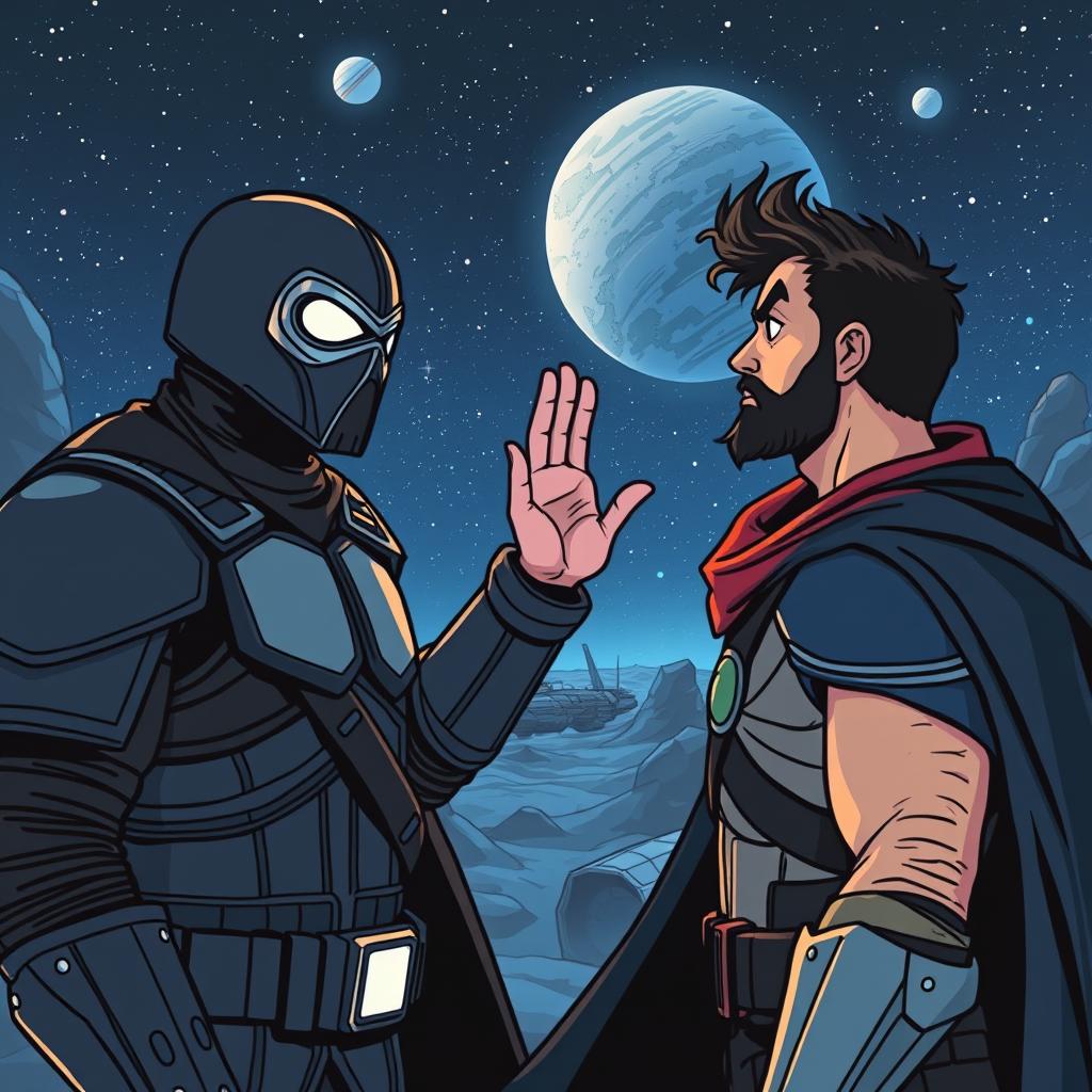 Dramatic Space Scene: A Pop Culture Illustration of Truth Revealed