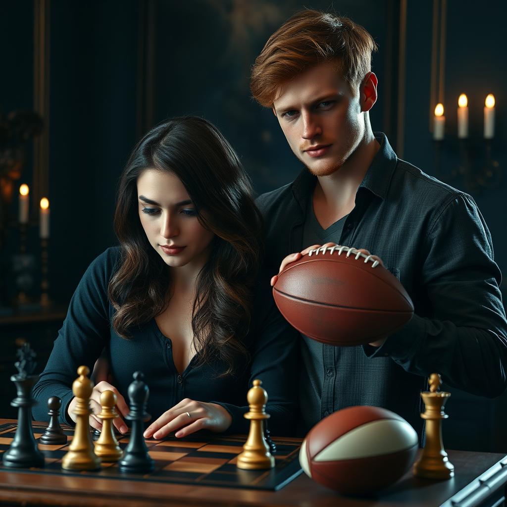 Dark Romance Couple Portrait: Chess and Handball
