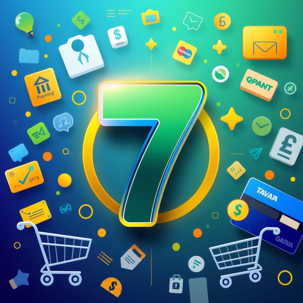 Modern Avatar Design Featuring Number '7' in an Online Shopping Theme