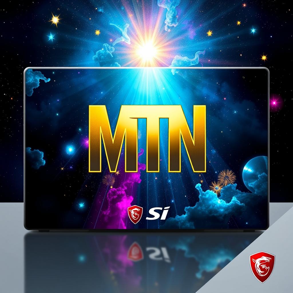 Futuristic Galactic Laptop Cover Design with MTN Initials